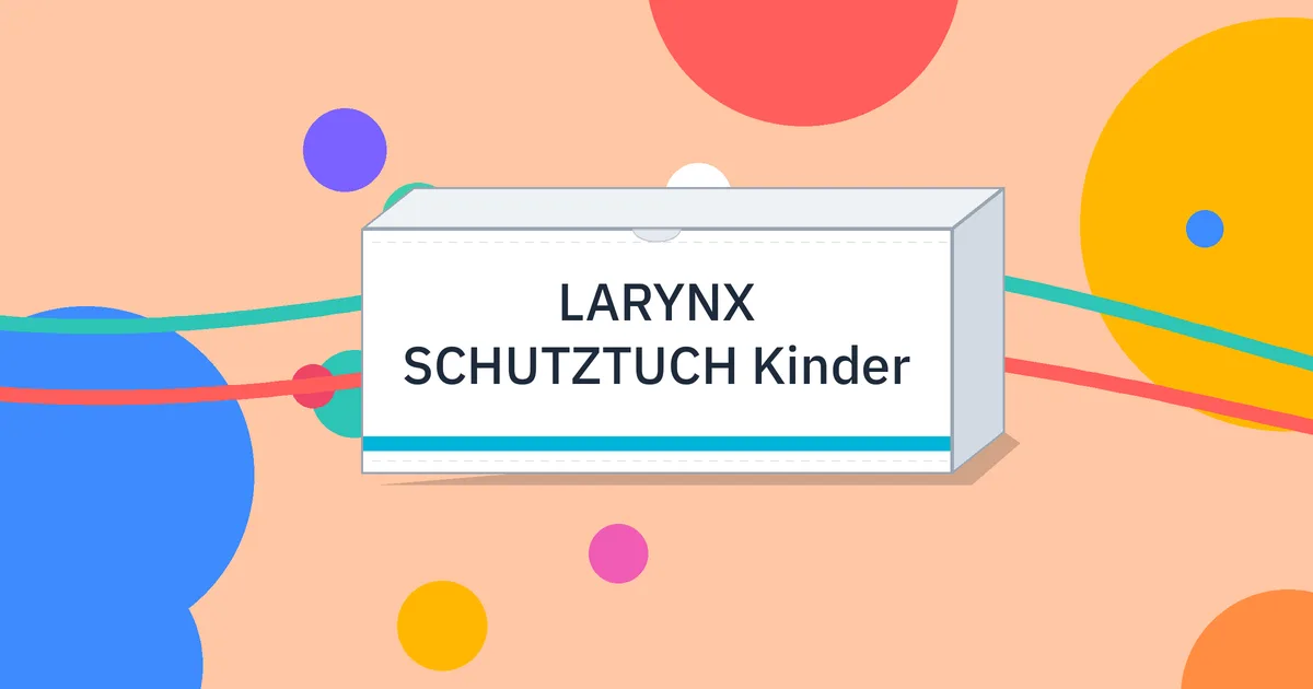 Symbolbild: Packung mit der Aufschrift LARYNX SCHUTZTUCH Kinder (PZN 01041739) – Verfügbarkeit und Bezug in Apotheken in Frankfurt am Main