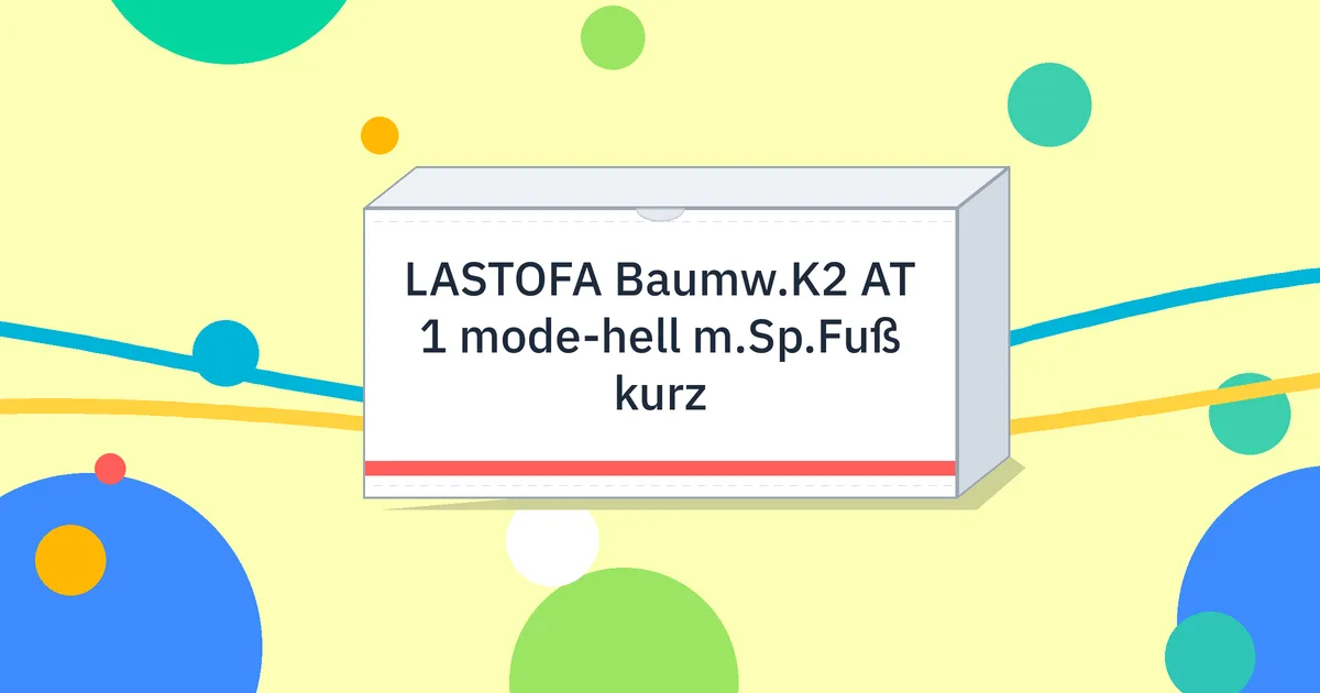 Symbolbild: Packung mit der Aufschrift LASTOFA Baumw.K2 AT 1 mode-hell m.Sp.Fuß kurz (PZN 01950459) – Verfügbarkeit und Bezug in Apotheken in Frankfurt am Main
