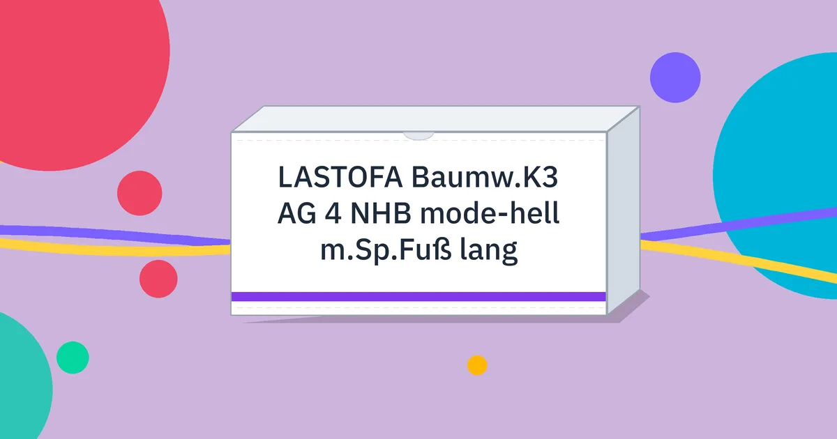 Symbolbild: Packung mit der Aufschrift LASTOFA Baumw.K3 AG 4 NHB mode-hell m.Sp.Fuß lang (PZN 01954316) – Verfügbarkeit und Bezug in Apotheken in Frankfurt am Main