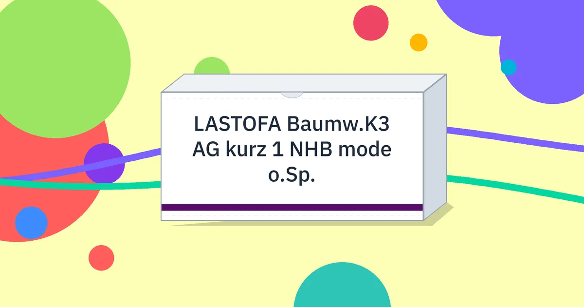 Symbolbild: Packung mit der Aufschrift LASTOFA Baumw.K3 AG kurz 1 NHB mode o.Sp. (PZN 01955770) – Verfügbarkeit und Bezug in Apotheken in Frankfurt am Main