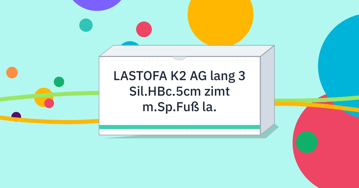 Symbolbild: Packung mit der Aufschrift LASTOFA K2 AG lang 3 Sil.HBc.5cm zimt m.Sp.Fuß la. (PZN 13804042) – Verfügbarkeit und Bezug in Apotheken in Frankfurt am Main