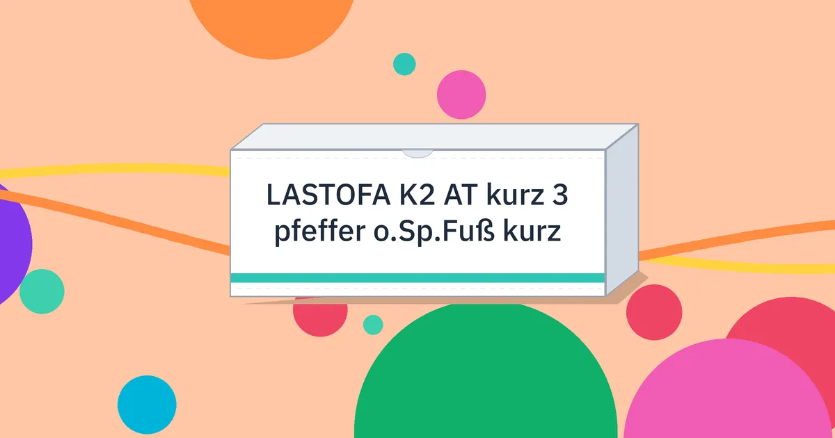 Symbolbild: Packung mit der Aufschrift LASTOFA K2 AT kurz 3 pfeffer o.Sp.Fuß kurz (PZN 13809223) – Verfügbarkeit und Bezug in Apotheken in Frankfurt am Main