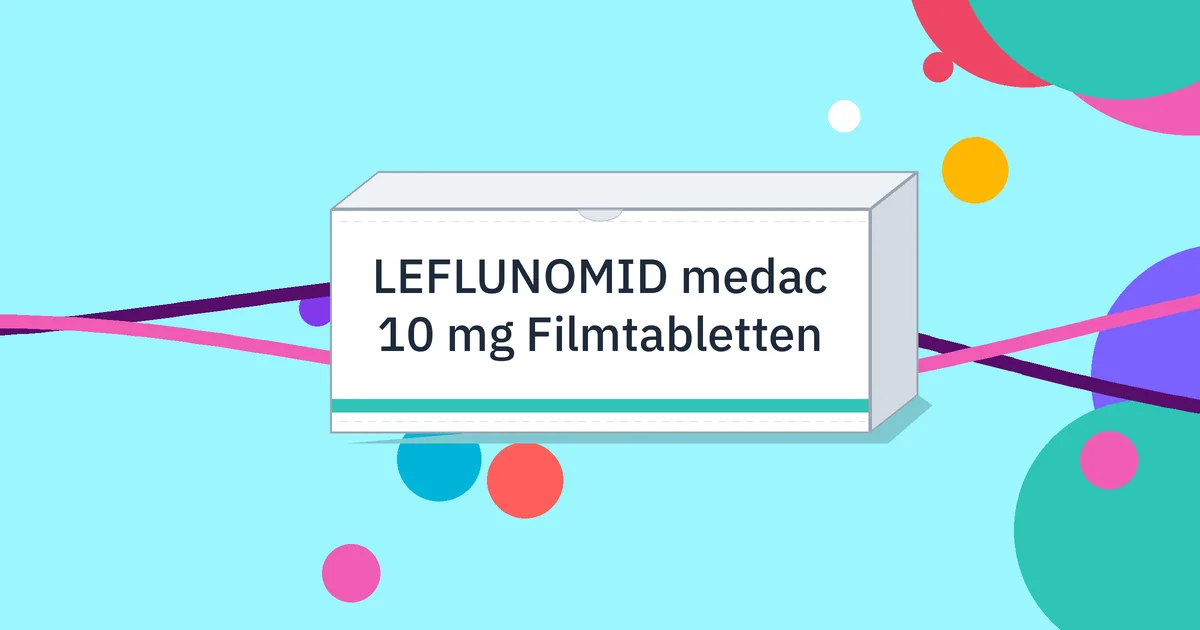 Symbolbild: Packung mit der Aufschrift LEFLUNOMID medac 10 mg Filmtabletten (PZN 06498521) – Verfügbarkeit und Bezug in Apotheken in Frankfurt am Main