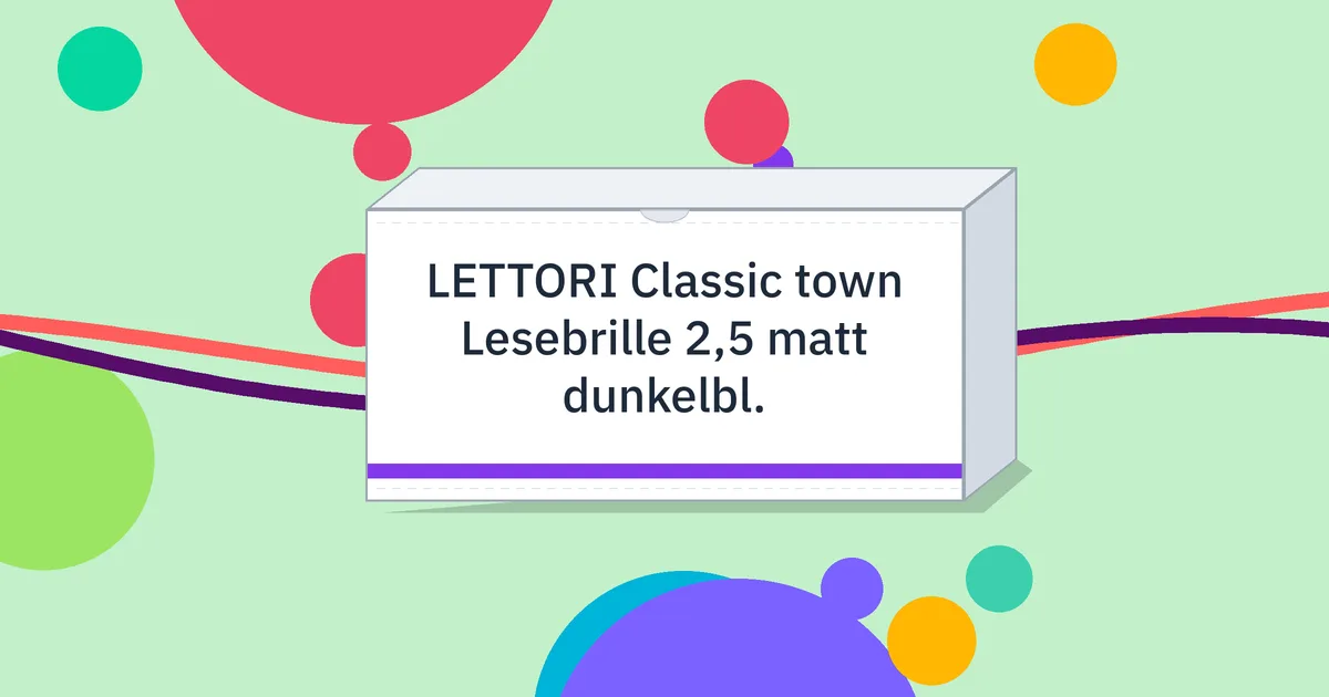Symbolbild: Packung mit der Aufschrift LETTORI Classic town Lesebrille 2,5 matt dunkelbl. (PZN 11057658) – Verfügbarkeit und Bezug in Apotheken in Frankfurt am Main