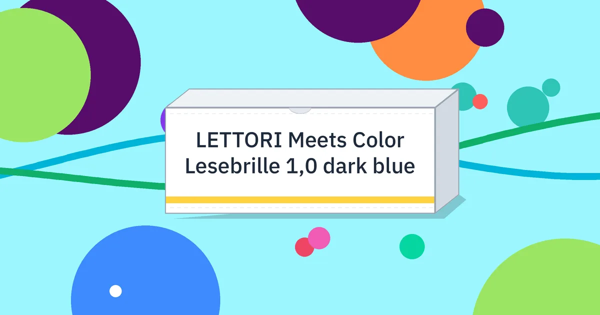 Symbolbild: Packung mit der Aufschrift LETTORI Meets Color Lesebrille 1,0 dark blue (PZN 11141867) – Verfügbarkeit und Bezug in Apotheken in Frankfurt am Main