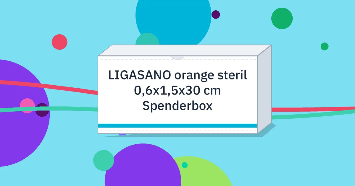 Symbolbild: Packung mit der Aufschrift LIGASANO orange steril 0,6x1,5x30 cm Spenderbox (PZN 20171519) – Verfügbarkeit und Bezug in Apotheken in Frankfurt am Main