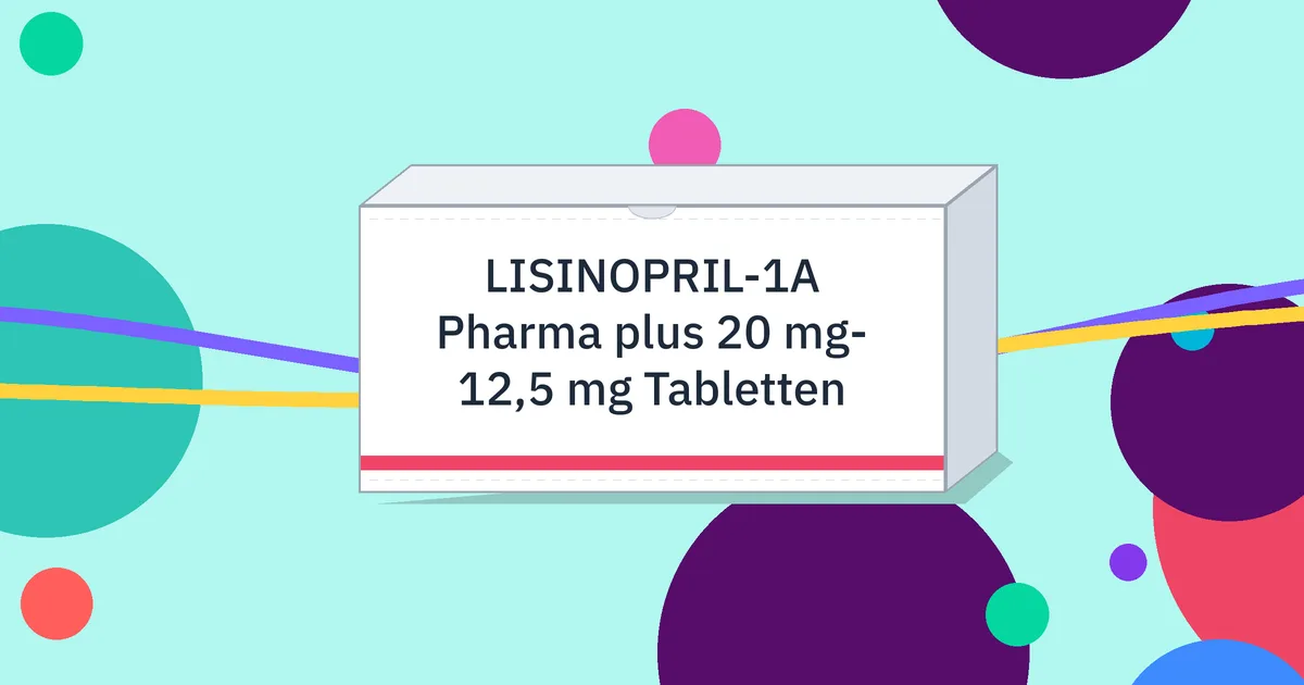 Symbolbild: Packung mit der Aufschrift LISINOPRIL-1A Pharma plus 20 mg-12,5 mg Tabletten (PZN 01488067) – Verfügbarkeit und Bezug in Apotheken in Frankfurt am Main