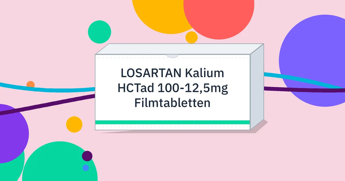 Symbolbild: Packung mit der Aufschrift LOSARTAN Kalium HCTad 100-12,5mg Filmtabletten (PZN 09691974) – Verfügbarkeit und Bezug in Apotheken in Frankfurt am Main