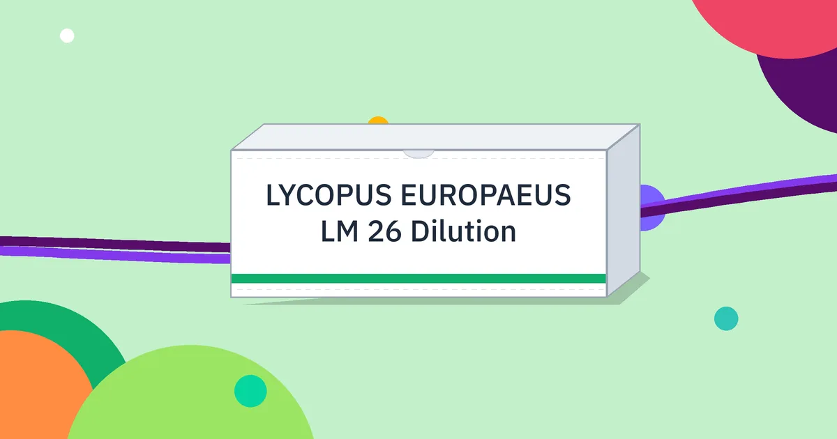 Symbolbild: Packung mit der Aufschrift LYCOPUS EUROPAEUS LM 26 Dilution (PZN 13538209) – Verfügbarkeit und Bezug in Apotheken in Frankfurt am Main