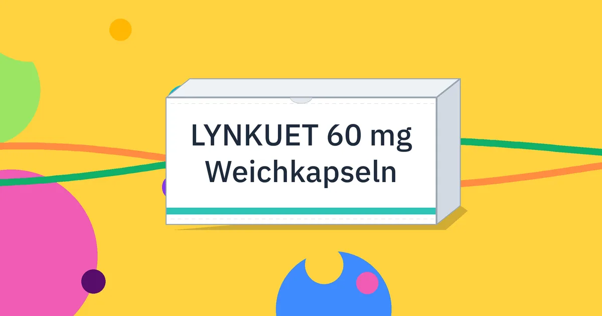 Symbolbild: Packung mit der Aufschrift LYNKUET 60 mg Weichkapseln (PZN 19543157) – Verfügbarkeit und Bezug in Apotheken in Frankfurt am Main