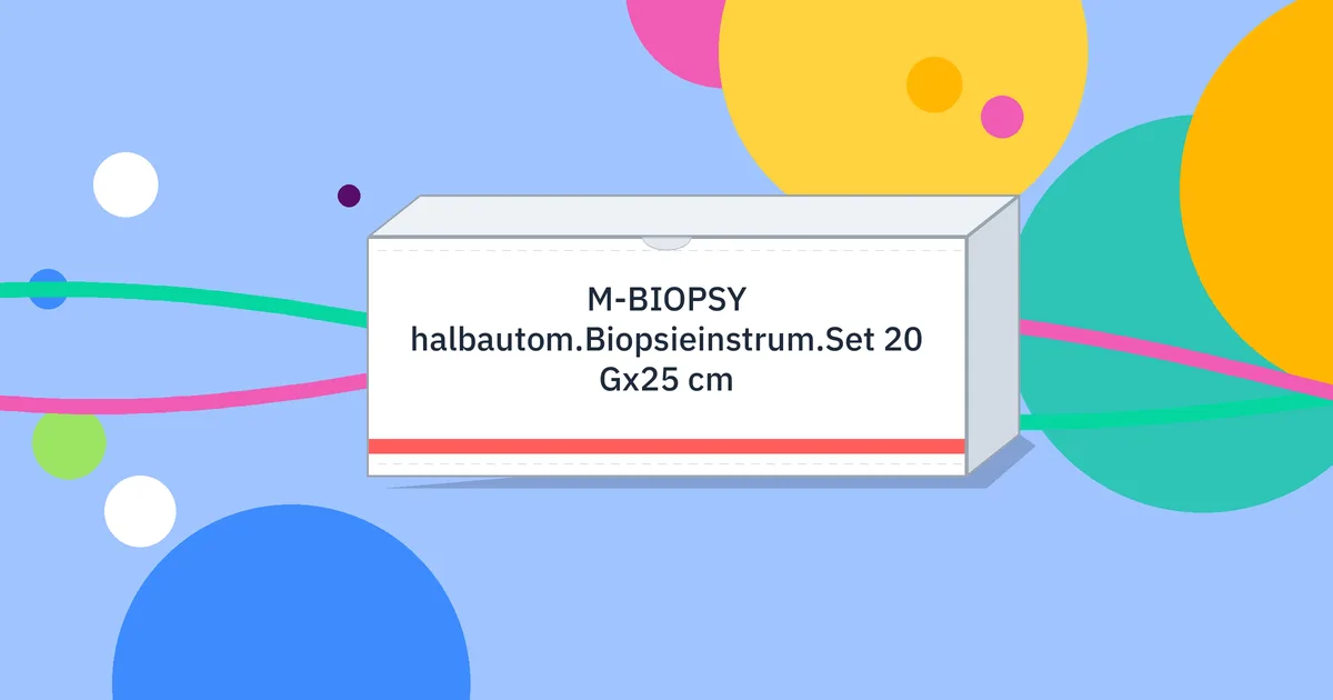 Symbolbild: Packung mit der Aufschrift M-BIOPSY halbautom.Biopsieinstrum.Set 20 Gx25 cm (PZN 20862488) – Verfügbarkeit und Bezug in Apotheken in Frankfurt am Main
