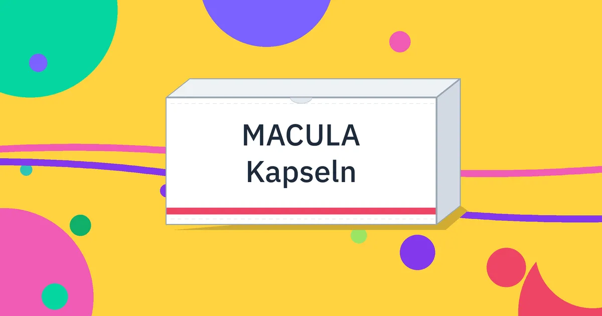 Symbolbild: Packung mit der Aufschrift MACULA Kapseln (PZN 18092008) – Verfügbarkeit und Bezug in Apotheken in Frankfurt am Main