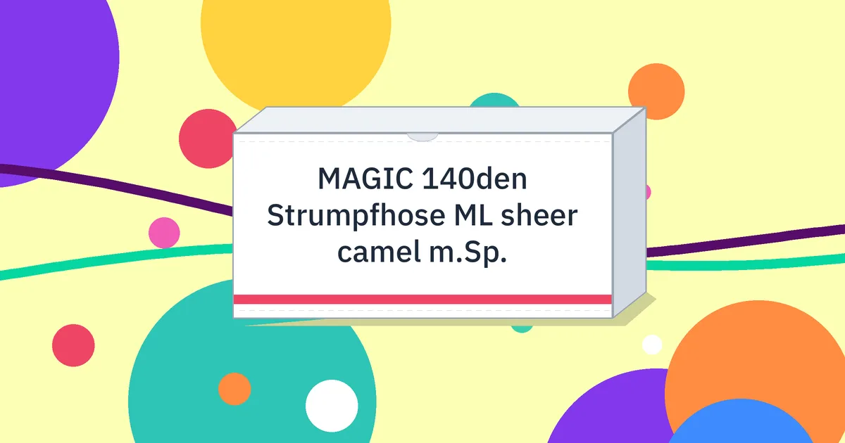 Symbolbild: Packung mit der Aufschrift MAGIC 140den Strumpfhose ML sheer camel m.Sp. (PZN 16182210) – Verfügbarkeit und Bezug in Apotheken in Frankfurt am Main