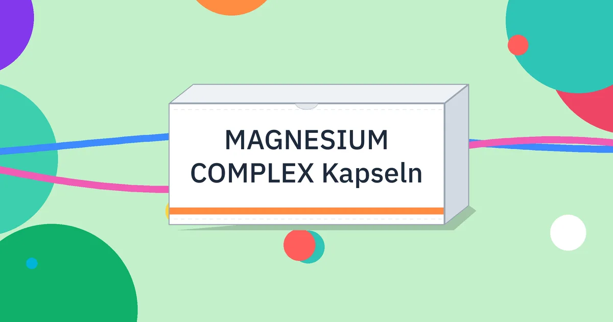 Symbolbild: Packung mit der Aufschrift MAGNESIUM COMPLEX Kapseln (PZN 20279719) – Verfügbarkeit und Bezug in Apotheken in Frankfurt am Main