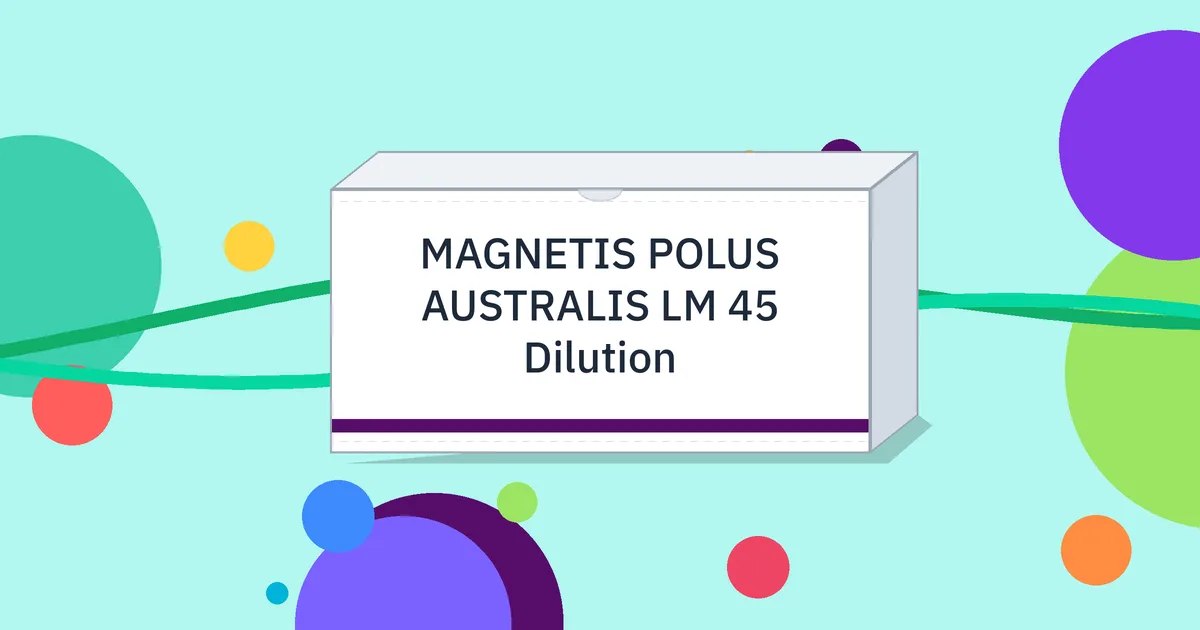 Symbolbild: Packung mit der Aufschrift MAGNETIS POLUS AUSTRALIS LM 45 Dilution (PZN 12941653) – Verfügbarkeit und Bezug in Apotheken in Frankfurt am Main