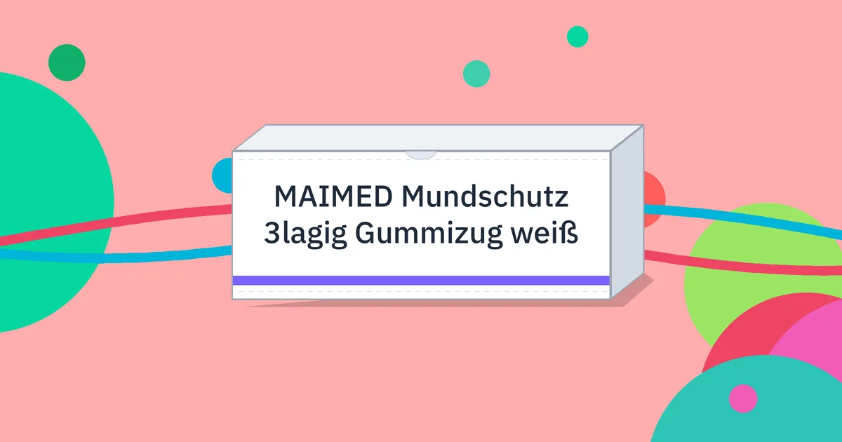 Symbolbild: Packung mit der Aufschrift MAIMED Mundschutz 3lagig Gummizug weiß (PZN 05467582) – Verfügbarkeit und Bezug in Apotheken in Frankfurt am Main