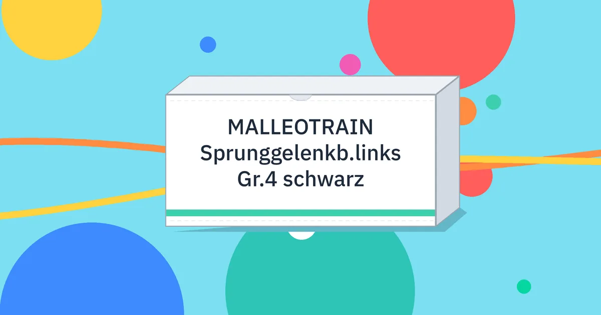 Symbolbild: Packung mit der Aufschrift MALLEOTRAIN Sprunggelenkb.links Gr.4 schwarz (PZN 07551424) – Verfügbarkeit und Bezug in Apotheken in Frankfurt am Main