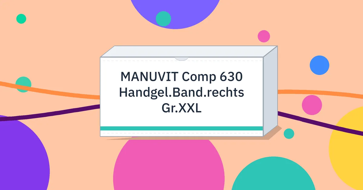 Symbolbild: Packung mit der Aufschrift MANUVIT Comp 630 Handgel.Band.rechts Gr.XXL (PZN 09403774) – Verfügbarkeit und Bezug in Apotheken in Frankfurt am Main