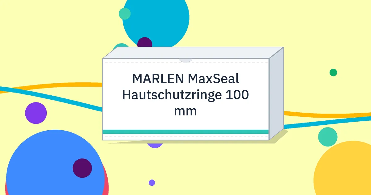 Symbolbild: Packung mit der Aufschrift MARLEN MaxSeal Hautschutzringe 100 mm (PZN 07713938) – Verfügbarkeit und Bezug in Apotheken in Frankfurt am Main