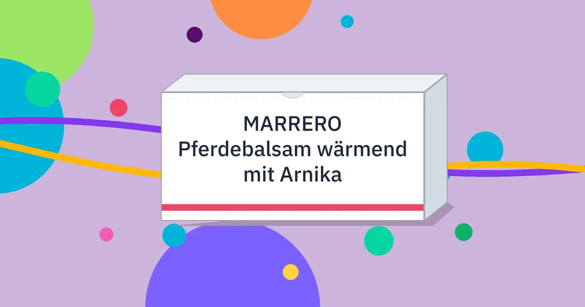 Symbolbild: Packung mit der Aufschrift MARRERO Pferdebalsam wärmend mit Arnika (PZN 19746877) – Verfügbarkeit und Bezug in Apotheken in Frankfurt am Main