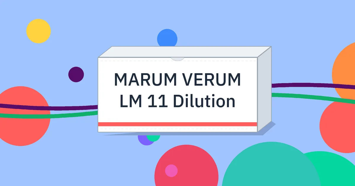 Symbolbild: Packung mit der Aufschrift MARUM VERUM LM 11 Dilution (PZN 12946484) – Verfügbarkeit und Bezug in Apotheken in Frankfurt am Main