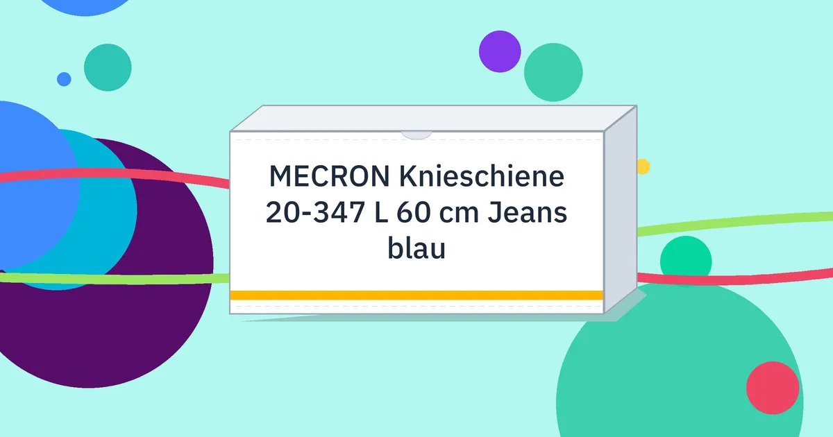Symbolbild: Packung mit der Aufschrift MECRON Knieschiene 20-347 L 60 cm Jeans blau (PZN 02910947) – Verfügbarkeit und Bezug in Apotheken in Frankfurt am Main