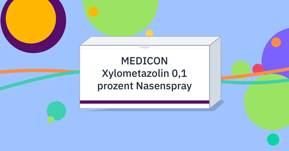 Symbolbild: Packung mit der Aufschrift MEDICON Xylometazolin 0,1 prozent Nasenspray (PZN 13816447) – Verfügbarkeit und Bezug in Apotheken in Frankfurt am Main