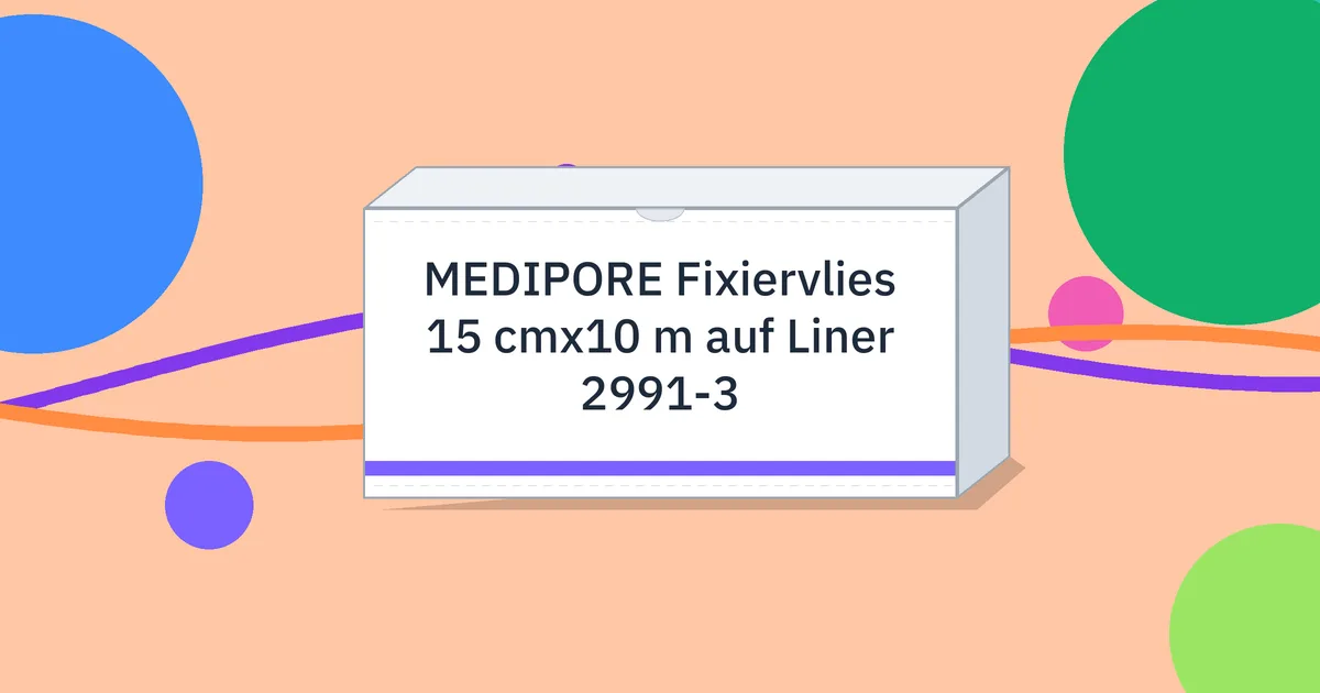 Symbolbild: Packung mit der Aufschrift MEDIPORE Fixiervlies 15 cmx10 m auf Liner 2991-3 (PZN 19798532) – Verfügbarkeit und Bezug in Apotheken in Frankfurt am Main