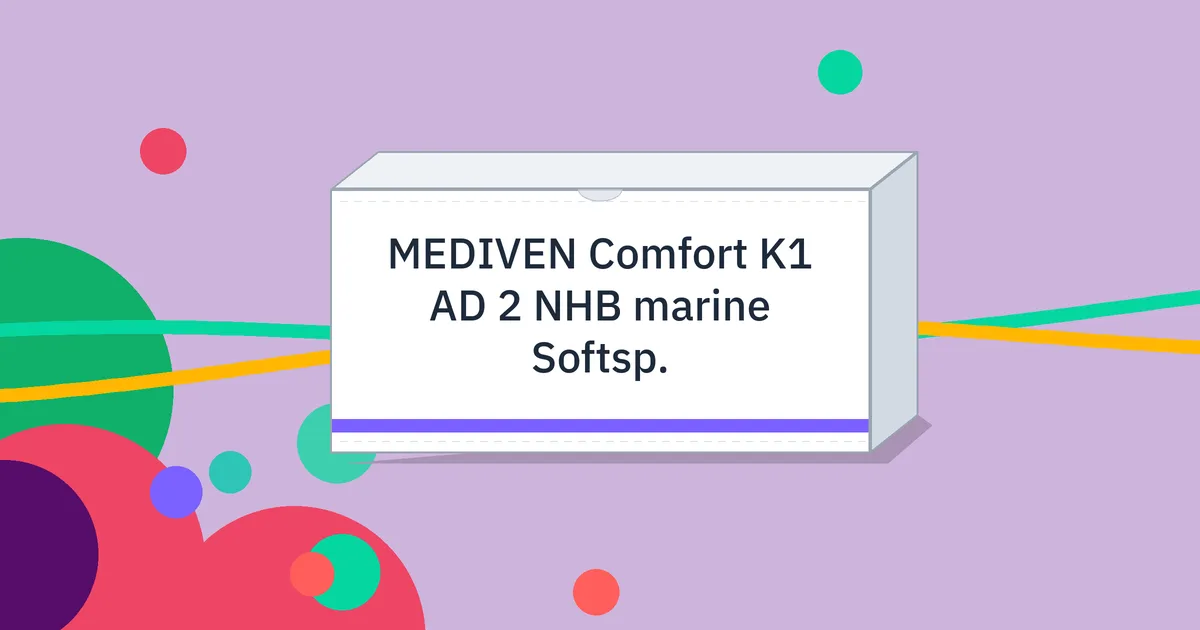 Symbolbild: Packung mit der Aufschrift MEDIVEN Comfort K1 AD 2 NHB marine Softsp. (PZN 14561044) – Verfügbarkeit und Bezug in Apotheken in Frankfurt am Main