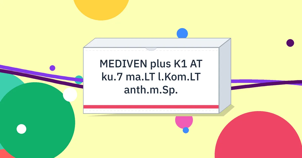 Symbolbild: Packung mit der Aufschrift MEDIVEN plus K1 AT ku.7 ma.LT l.Kom.LT anth.m.Sp. (PZN 15071572) – Verfügbarkeit und Bezug in Apotheken in Frankfurt am Main