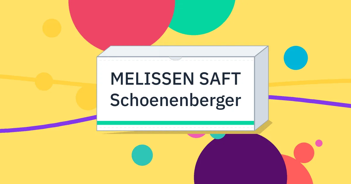 Symbolbild: Packung mit der Aufschrift MELISSEN SAFT Schoenenberger (PZN 00692222) – Verfügbarkeit und Bezug in Apotheken in Frankfurt am Main