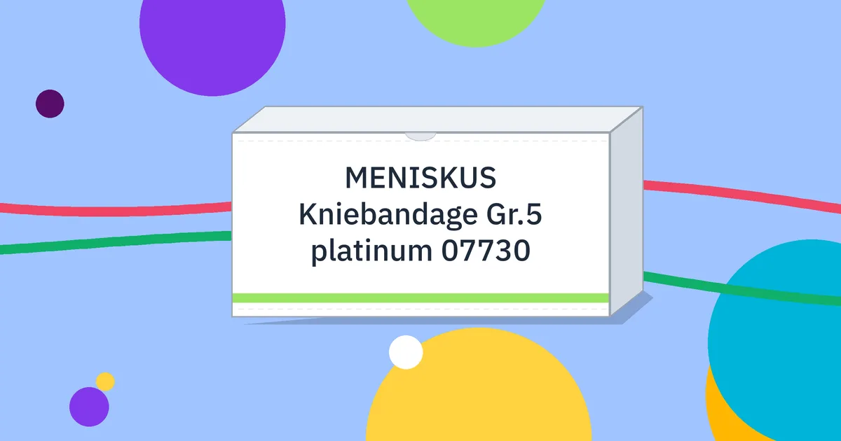 Symbolbild: Packung mit der Aufschrift MENISKUS Kniebandage Gr.5 platinum 07730 (PZN 06826787) – Verfügbarkeit und Bezug in Apotheken in Frankfurt am Main