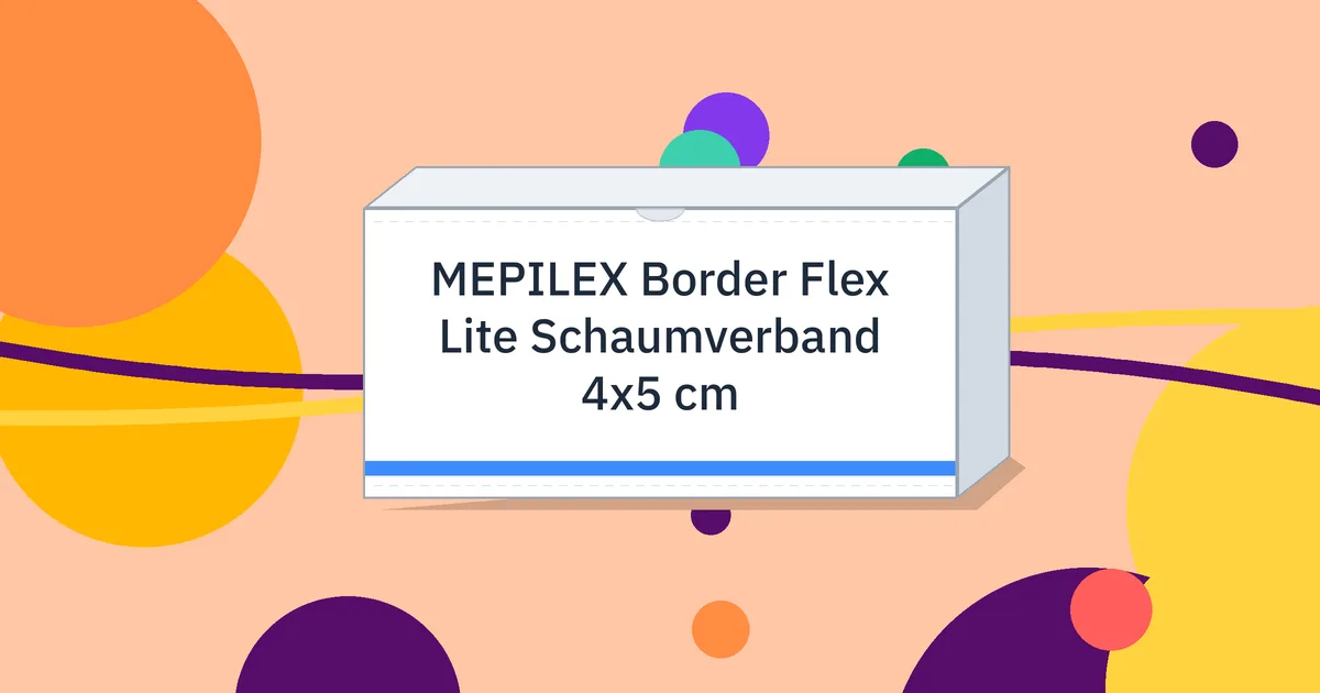 Symbolbild: Packung mit der Aufschrift MEPILEX Border Flex Lite Schaumverband 4x5 cm (PZN 17618431) – Verfügbarkeit und Bezug in Apotheken in Frankfurt am Main
