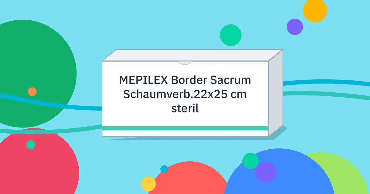 Symbolbild: Packung mit der Aufschrift MEPILEX Border Sacrum Schaumverb.22x25 cm steril (PZN 15323482) – Verfügbarkeit und Bezug in Apotheken in Frankfurt am Main