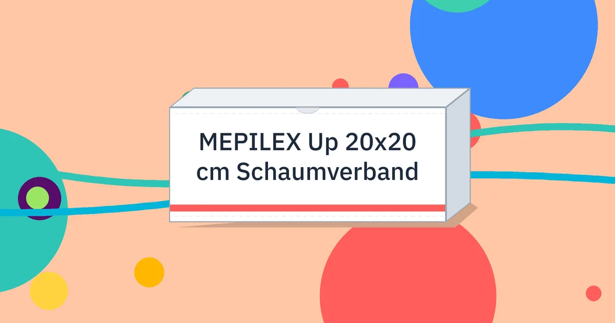 Symbolbild: Packung mit der Aufschrift MEPILEX Up 20x20 cm Schaumverband (PZN 19768459) – Verfügbarkeit und Bezug in Apotheken in Frankfurt am Main