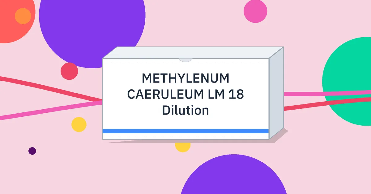 Symbolbild: Packung mit der Aufschrift METHYLENUM CAERULEUM LM 18 Dilution (PZN 13607100) – Verfügbarkeit und Bezug in Apotheken in Frankfurt am Main