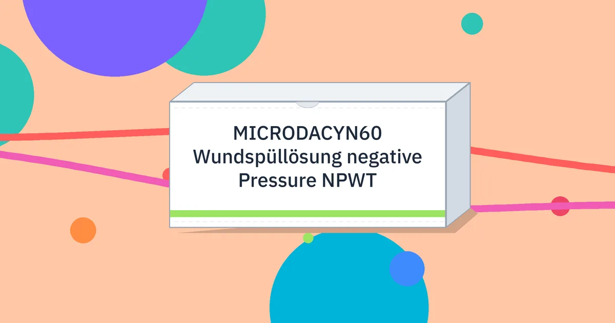 Symbolbild: Packung mit der Aufschrift MICRODACYN60 Wundspüllösung negative Pressure NPWT (PZN 20101832) – Verfügbarkeit und Bezug in Apotheken in Frankfurt am Main