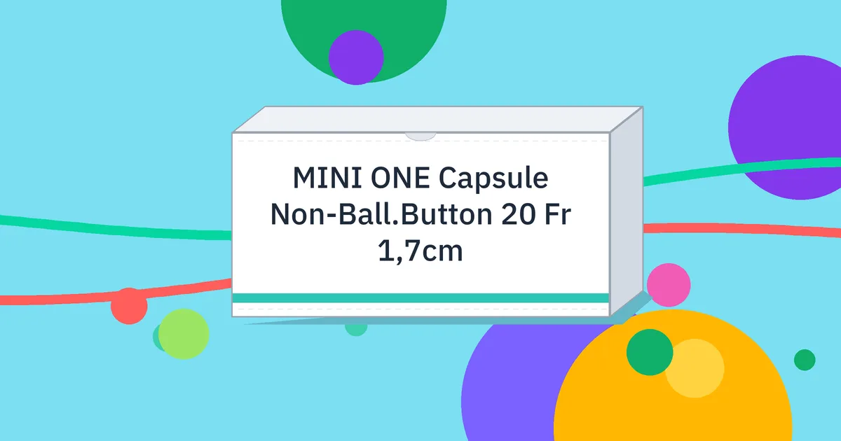 Symbolbild: Packung mit der Aufschrift MINI ONE Capsule Non-Ball.Button 20 Fr 1,7cm (PZN 14343844) – Verfügbarkeit und Bezug in Apotheken in Frankfurt am Main