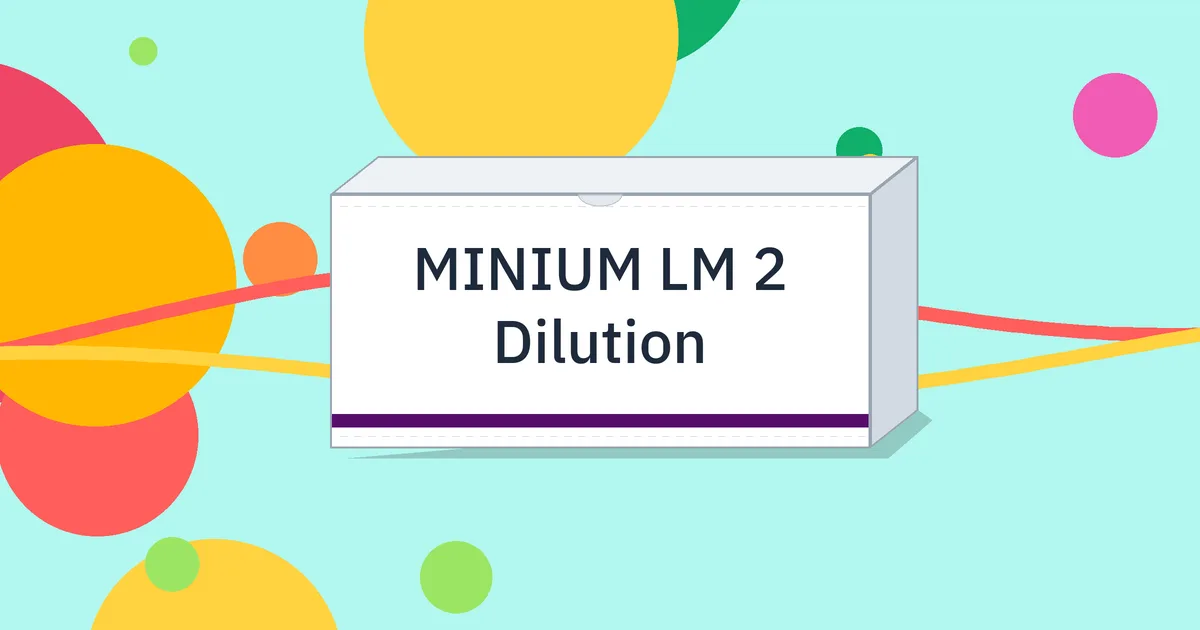 Symbolbild: Packung mit der Aufschrift MINIUM LM 2 Dilution (PZN 13608737) – Verfügbarkeit und Bezug in Apotheken in Frankfurt am Main