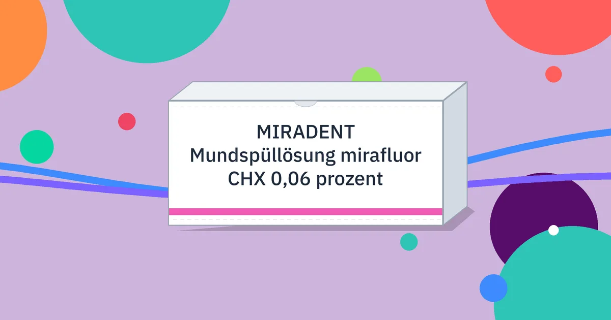 Symbolbild: Packung mit der Aufschrift MIRADENT Mundspüllösung mirafluor CHX 0,06 prozent (PZN 04443119) – Verfügbarkeit und Bezug in Apotheken in Frankfurt am Main