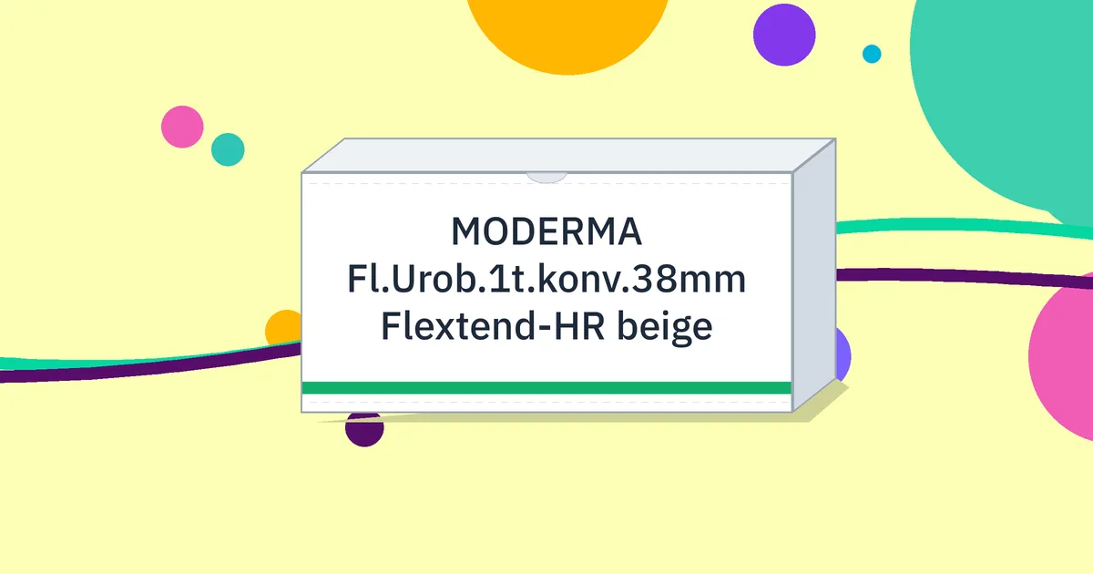 Symbolbild: Packung mit der Aufschrift MODERMA Fl.Urob.1t.konv.38mm Flextend-HR beige (PZN 16851409) – Verfügbarkeit und Bezug in Apotheken in Frankfurt am Main