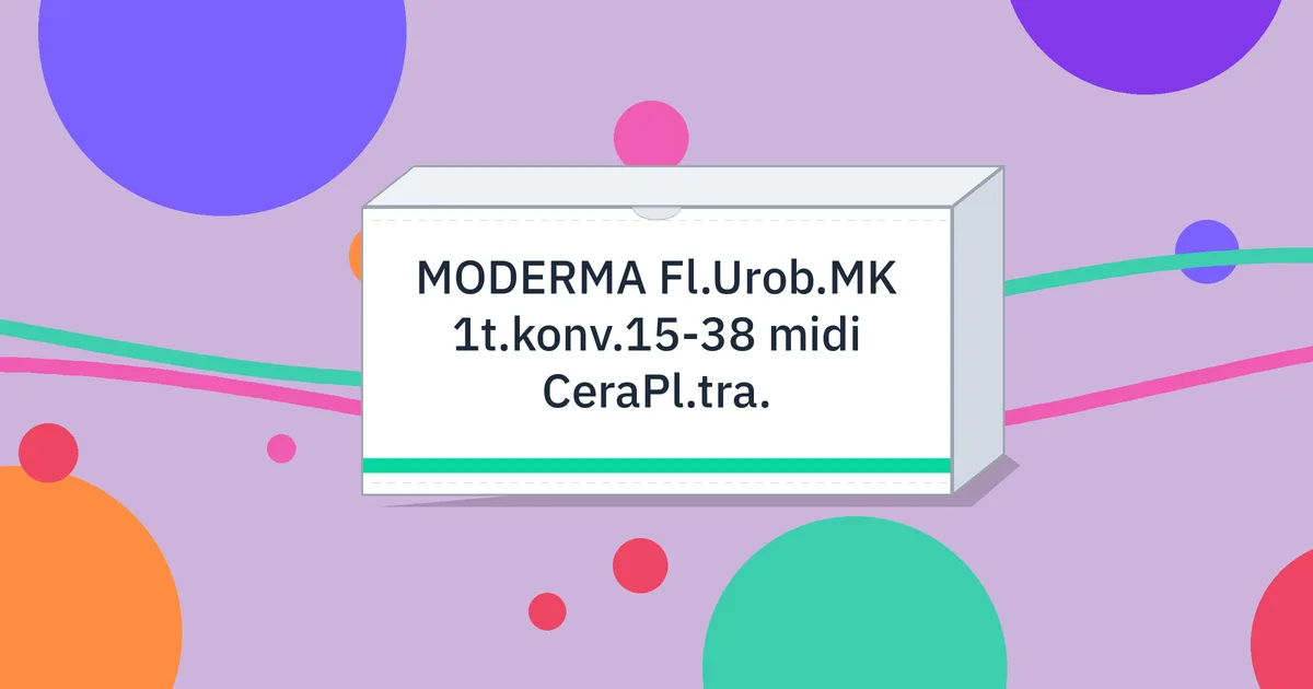 Symbolbild: Packung mit der Aufschrift MODERMA Fl.Urob.MK 1t.konv.15-38 midi CeraPl.tra. (PZN 18109358) – Verfügbarkeit und Bezug in Apotheken in Frankfurt am Main