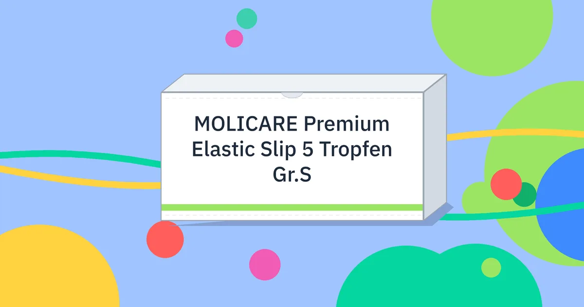 Symbolbild: Packung mit der Aufschrift MOLICARE Premium Elastic Slip 5 Tropfen Gr.S (PZN 14215129) – Verfügbarkeit und Bezug in Apotheken in Frankfurt am Main