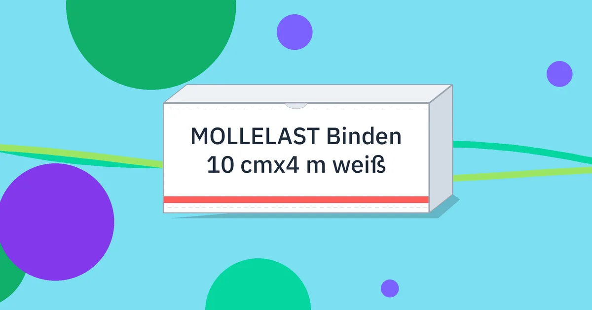 Symbolbild: Packung mit der Aufschrift MOLLELAST Binden 10 cmx4 m weiß (PZN 15660191) – Verfügbarkeit und Bezug in Apotheken in Frankfurt am Main