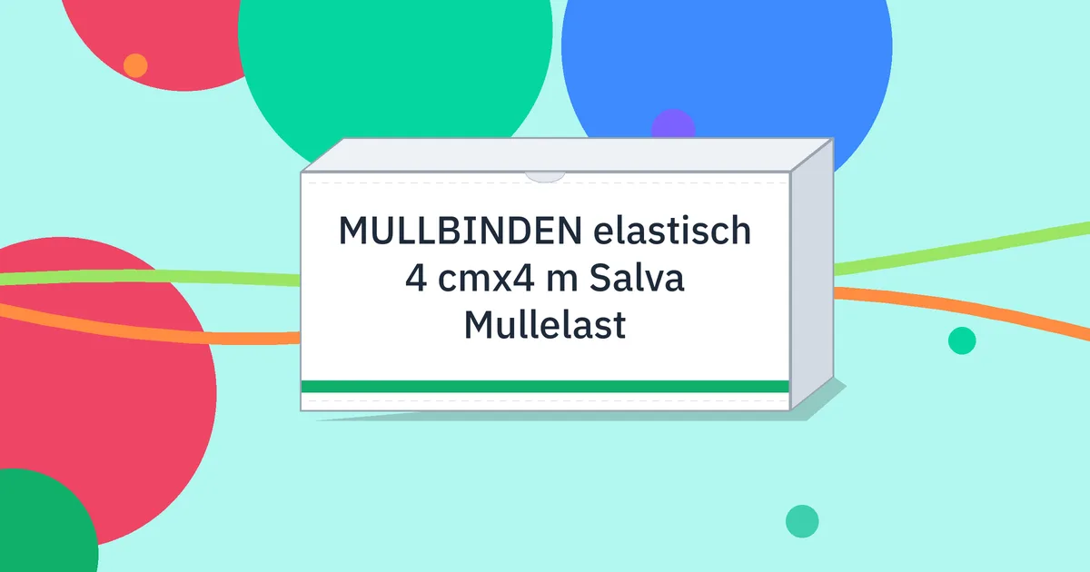 Symbolbild: Packung mit der Aufschrift MULLBINDEN elastisch 4 cmx4 m Salva Mullelast (PZN 10351019) – Verfügbarkeit und Bezug in Apotheken in Frankfurt am Main