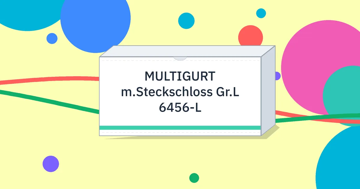 Symbolbild: Packung mit der Aufschrift MULTIGURT m.Steckschloss Gr.L 6456-L (PZN 13586496) – Verfügbarkeit und Bezug in Apotheken in Frankfurt am Main