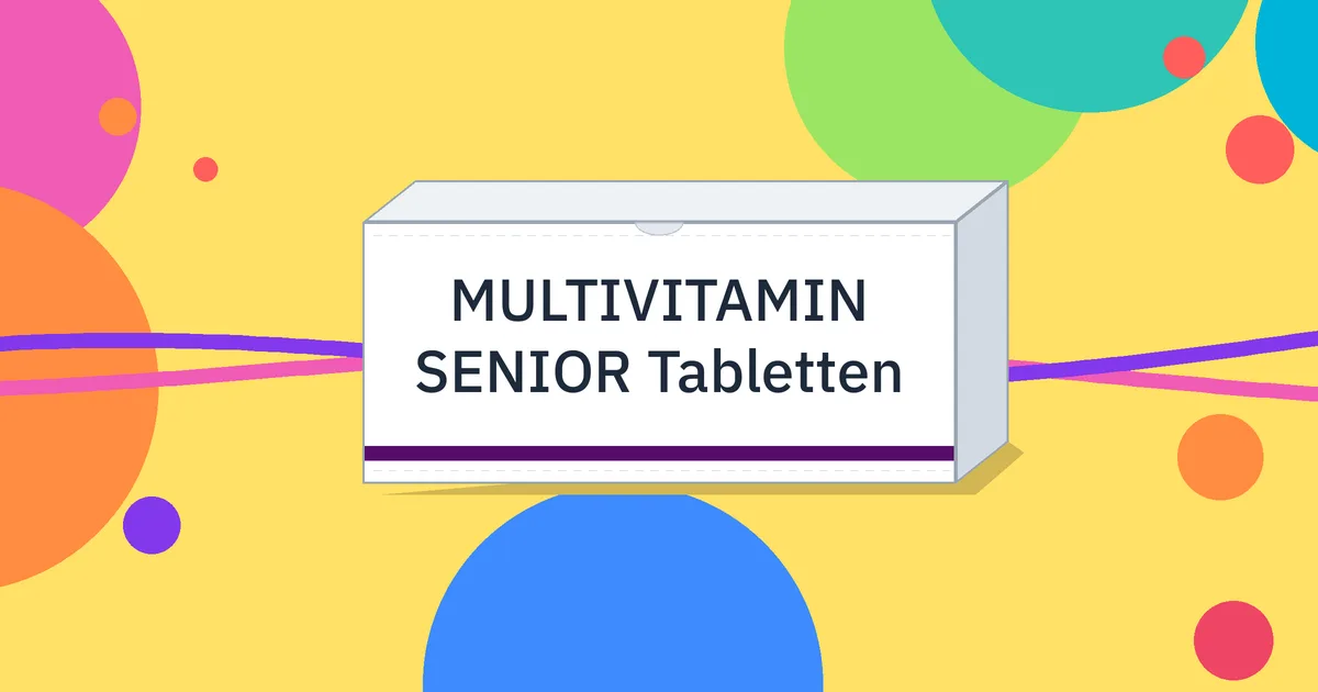 Symbolbild: Packung mit der Aufschrift MULTIVITAMIN SENIOR Tabletten (PZN 10823435) – Verfügbarkeit und Bezug in Apotheken in Frankfurt am Main