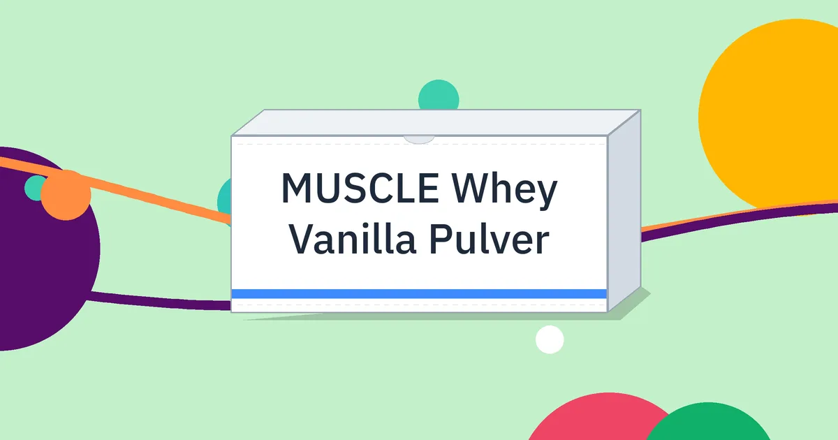 Symbolbild: Packung mit der Aufschrift MUSCLE Whey Vanilla Pulver (PZN 10794952) – Verfügbarkeit und Bezug in Apotheken in Frankfurt am Main