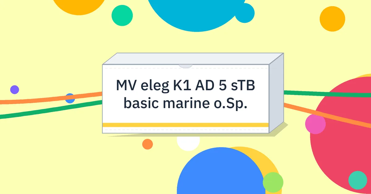 Symbolbild: Packung mit der Aufschrift MV eleg K1 AD 5 sTB basic marine o.Sp. (PZN 14584045) – Verfügbarkeit und Bezug in Apotheken in Frankfurt am Main