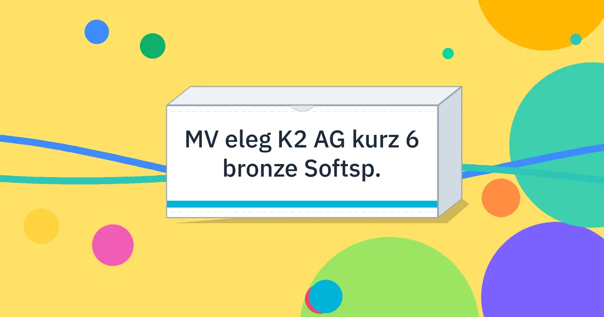 Symbolbild: Packung mit der Aufschrift MV eleg K2 AG kurz 6 bronze Softsp. (PZN 14717428) – Verfügbarkeit und Bezug in Apotheken in Frankfurt am Main